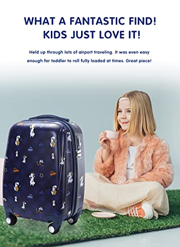 GURHODVO Kids Carry On Luggage Children Rolling Suitcase with 4 Wheels Hardshell Case for Toddler to Travel (dinosaur&car),Gd-kl039