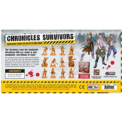 CMON Zombicide 2nd Edition Chronicles Survivor Set - Expand Your Survivor Roster with 12 Unique, Highly-Detailed Miniatures! Cooperative Strategy Game, Ages 14+, 1-6 Players, 1 Hour Playtime, Made