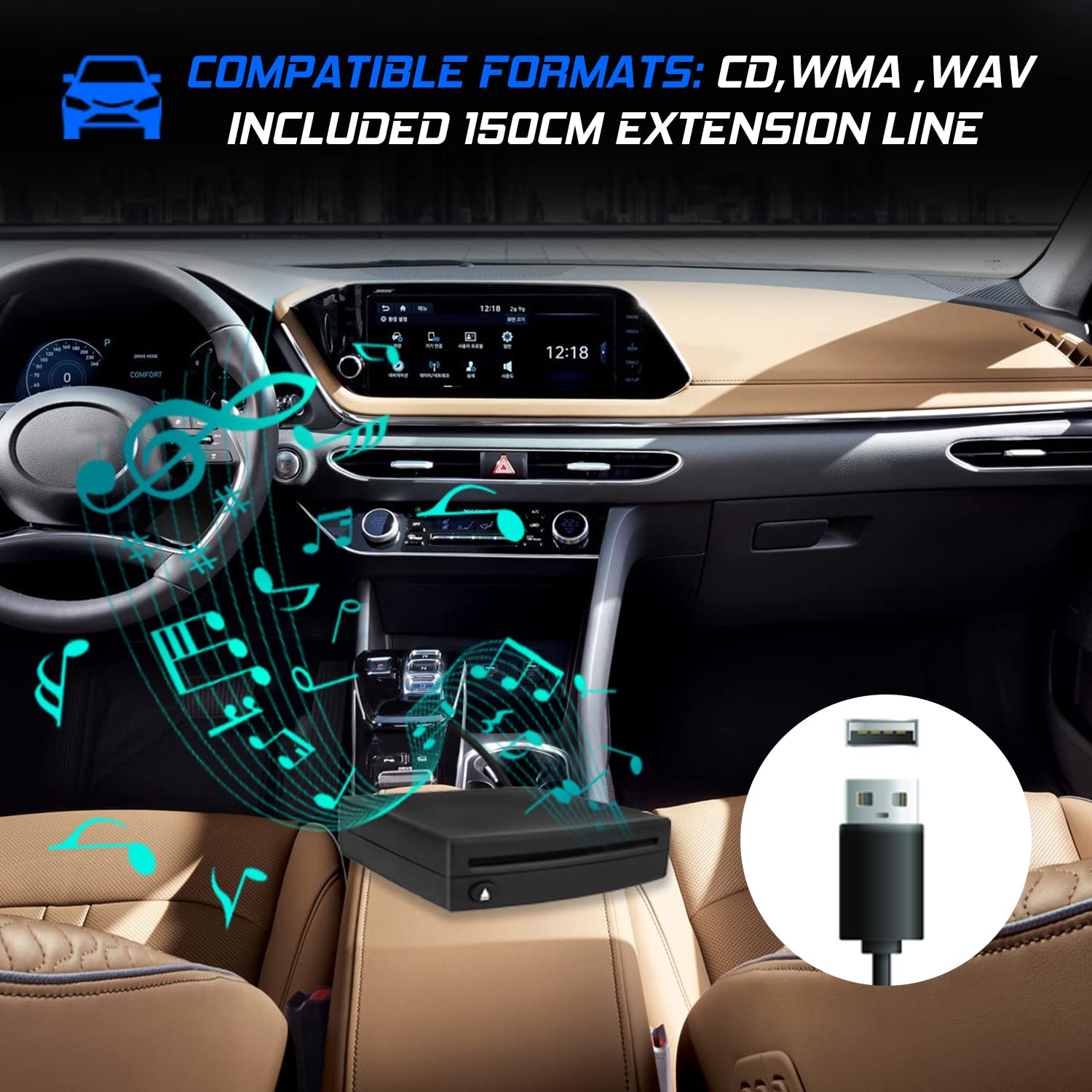 Citreal Vehicle CD Players External Portable OE Integrated CD Player for Car Via USB Radio Connection with USB Plug and Play for Android Navigation/PC USBCDPLAY