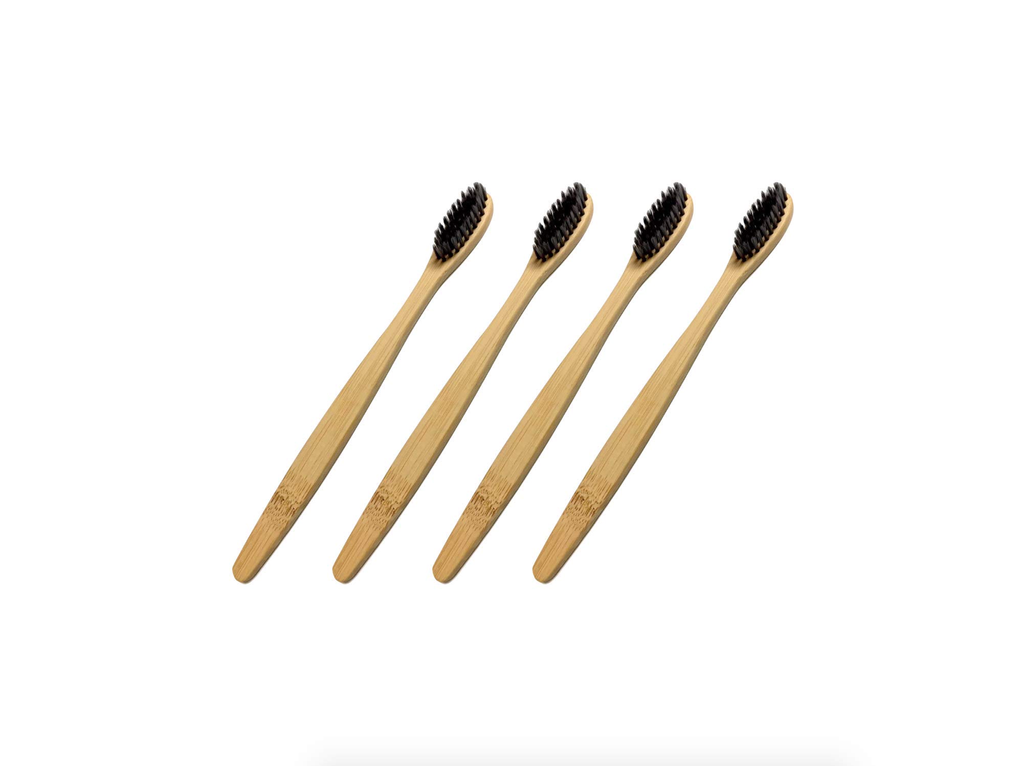 More of Me to Love 4-Pack Bamboo Toothbrush with Naturally Whitening Charcoal-Infused Bristles - BPA-Free, Biodegradable - No-Glue Bristles - Healthy & Eco-Friendly