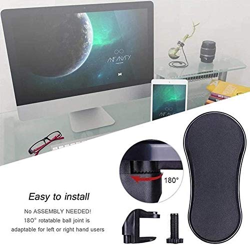 XBY-US Computer Arm Rest for Desk and Chair, Sturdy Mouse Arm Rest, arm Support for Computer Desk,Extender Rotating Elbow Pad Holder for Table, Office,Adjustable for Easy Typing & Pain Relief(Black)