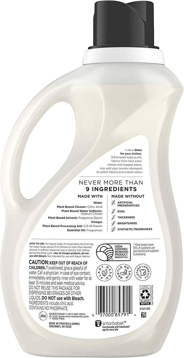 9 Elements Laundry Purifying Softener Liquid, Eucalyptus Scent, 67 Ounce, Clear