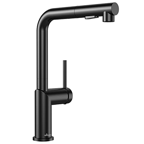 APPASO Modern Kitchen Faucet with Pull-Out Multi-Flow Sprayer Matte Black - Zinc Alloy Single-Handle Kitchen Sink Faucet Without Magnetic Function, APS231MB