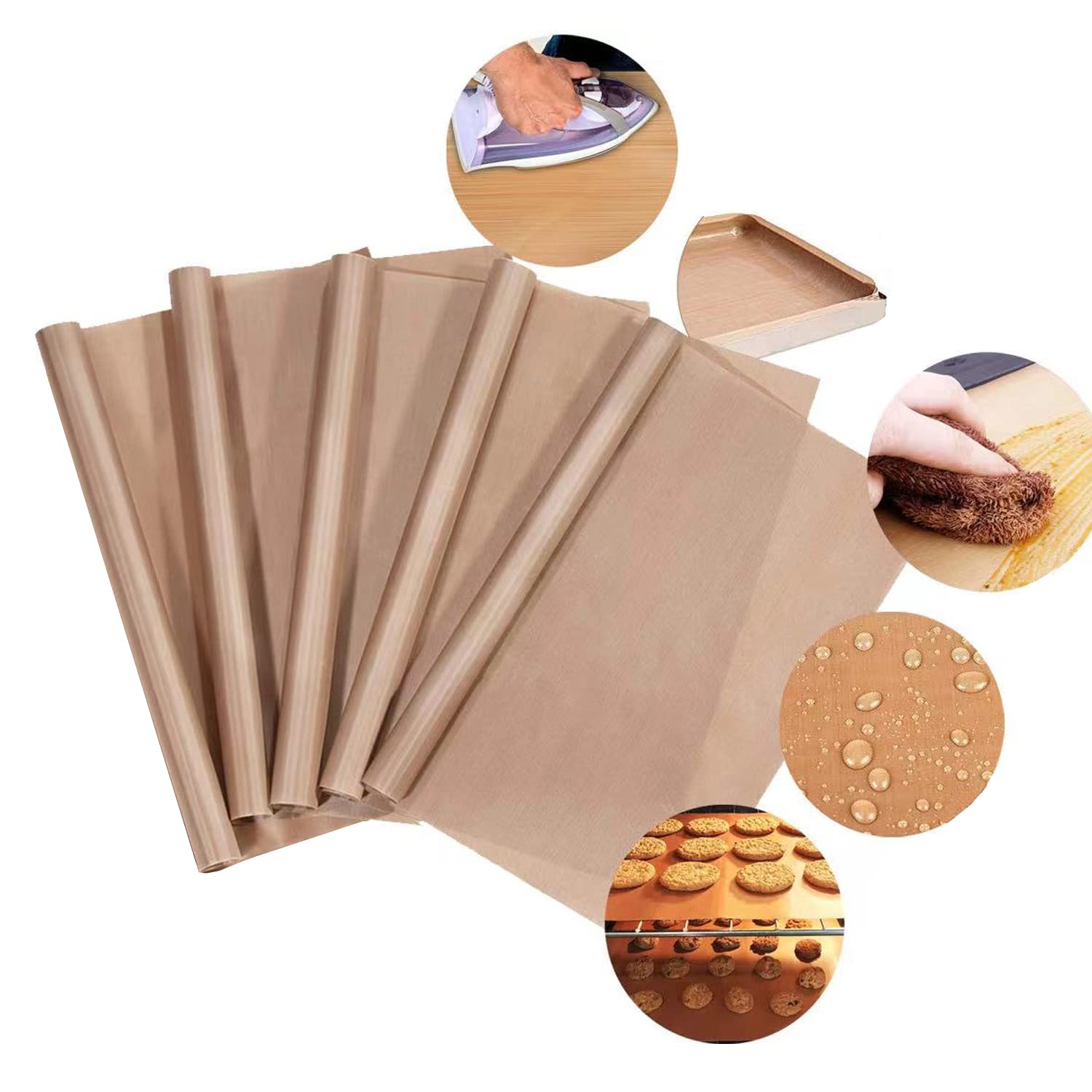 Akblaklsa 5 Pack Teflon Sheets for Baking, 12Ă16 Inch Reusable Baking Sheet Liners for Heat Press Transfer Sheet, Heat Resistant, Non-stick, Reusable, Cuttable, Good Choice for Heat Press and Baking