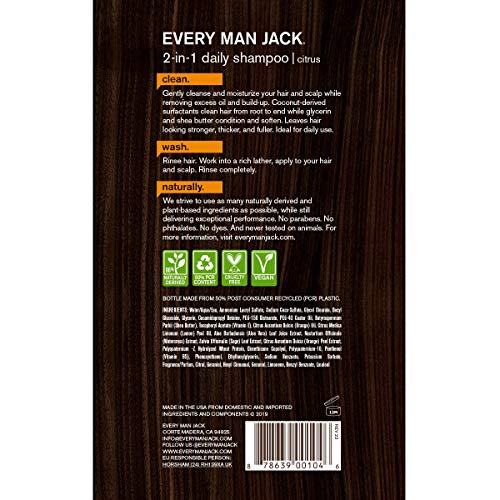 Every Man Jack Daily Shampoo, Citrus, 13.5-ounce (Pack of 1), 91306