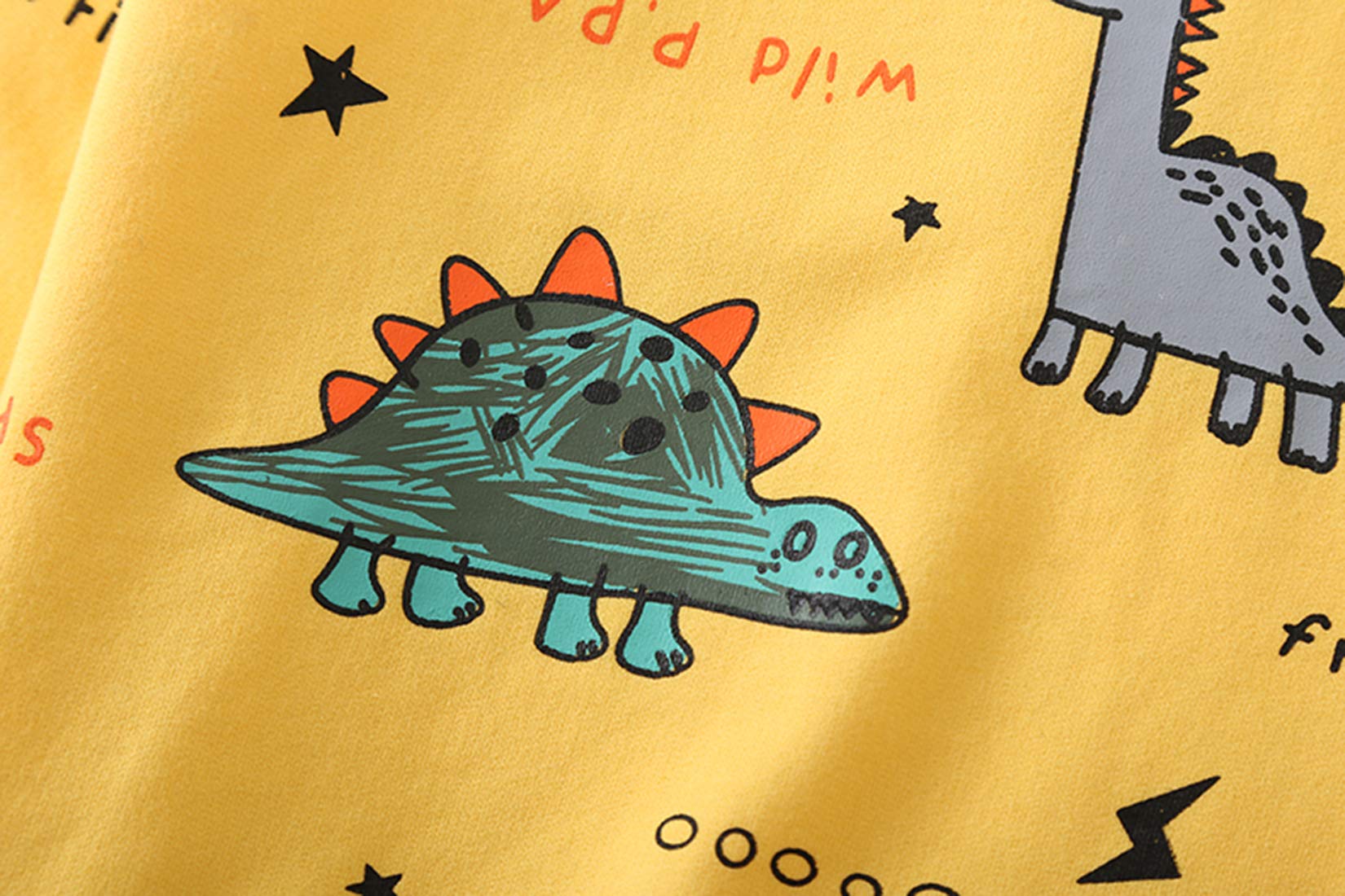 Toddler Baby Boy Clothing Sets Little Dinosaur Printed Long Sleeve Tops and Pants Kids 2pcs Outfits (1-Yellow, 2-3T)