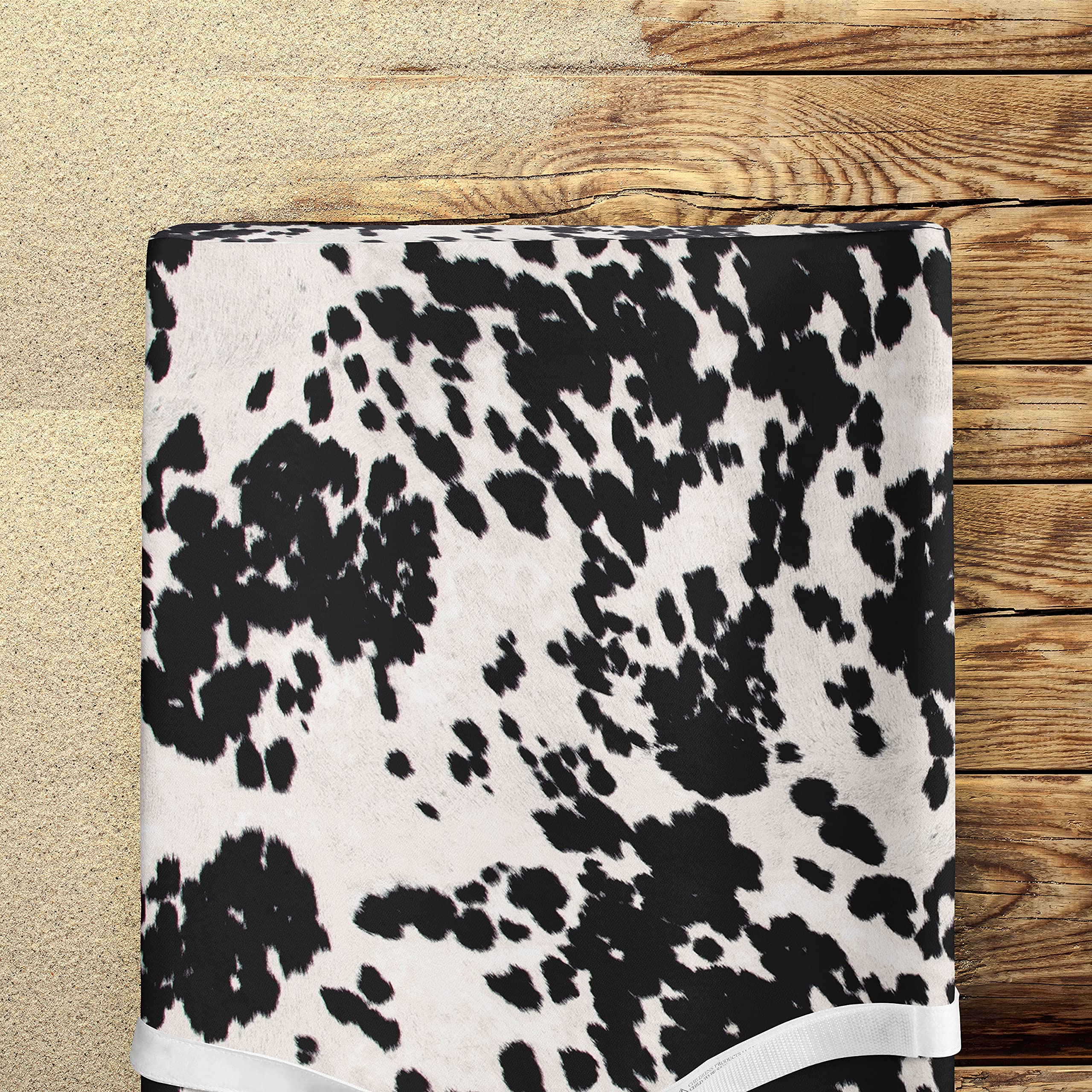 Glenna Jean Premium Western Cowboy Changing Pad Cover Stylish Ultra Soft Faux Black Cowhide for Boys Girls