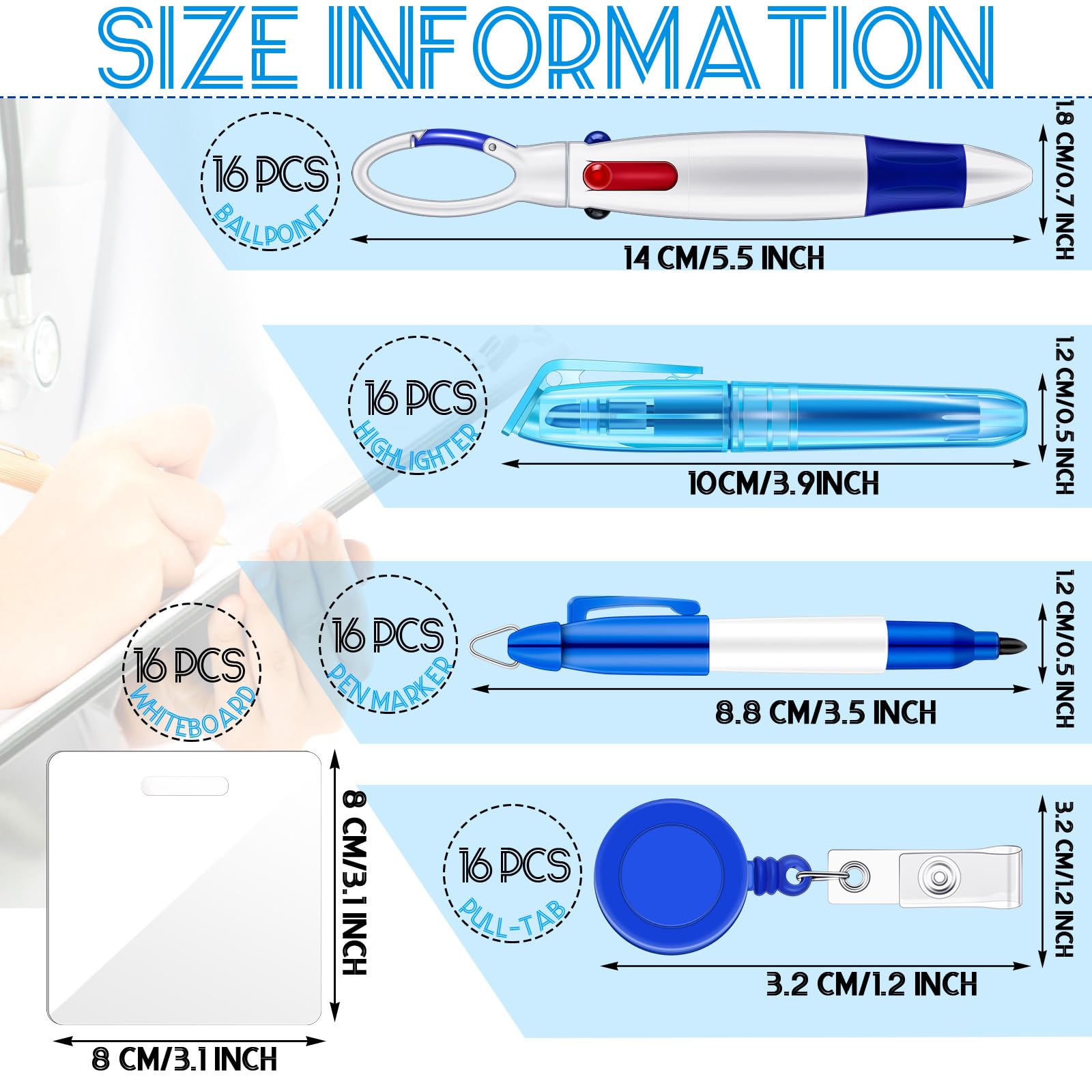 96 Pack Mini Highlighter for Nurse Badge Mini Nurse Pens with LED Flashlight Keychain Permanent Marker Pen Nurse Tools Accessories Retractable Keychain Clip and Writing Whiteboard