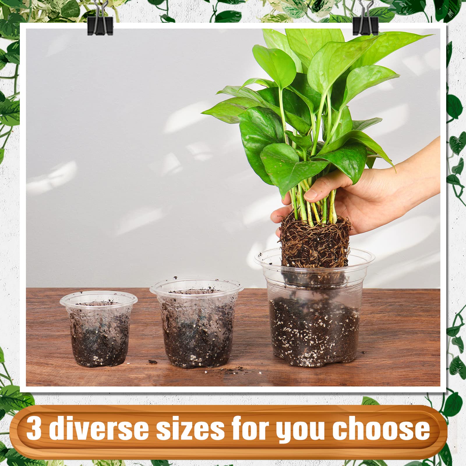 96 Packs Clear Plant Pot Container 3.5/4/5 Inch Transparent Plastic Pots Clear Planter with 100 Pcs Plant Labels Reinforced Clear Nursery Pots with Humidity Dome Seed Starter Pots for Flower Seedlings