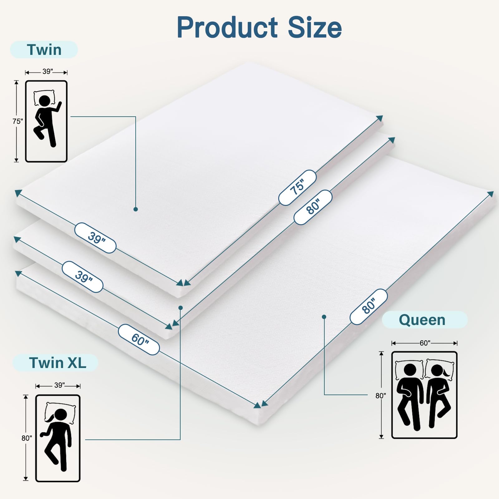 Airensky 2 Inch Memory Foam Mattress Topper,Cooling Gel Infused High Density Twin(39"x75") Topper with Removable Skin-Friendly Cover,Bed Topper for Pressure Relief Back Pain, CertiPUR-US Certified