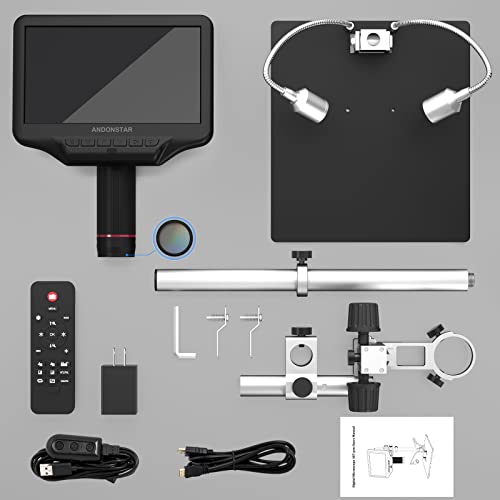 Andonstar AD407Pro 7 inch 270X HDMI Digital Microscope,Upgraded 12.5 inch Metal Stand for Professional PCB Soldering Tools,Support PC Connection to Measure