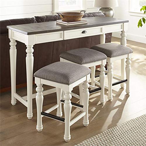XPRESS WORLD Steve Silver Joanna Two-Tone Distressed Ivory and Mocha Wood 4-Piece Sofa Bar Set