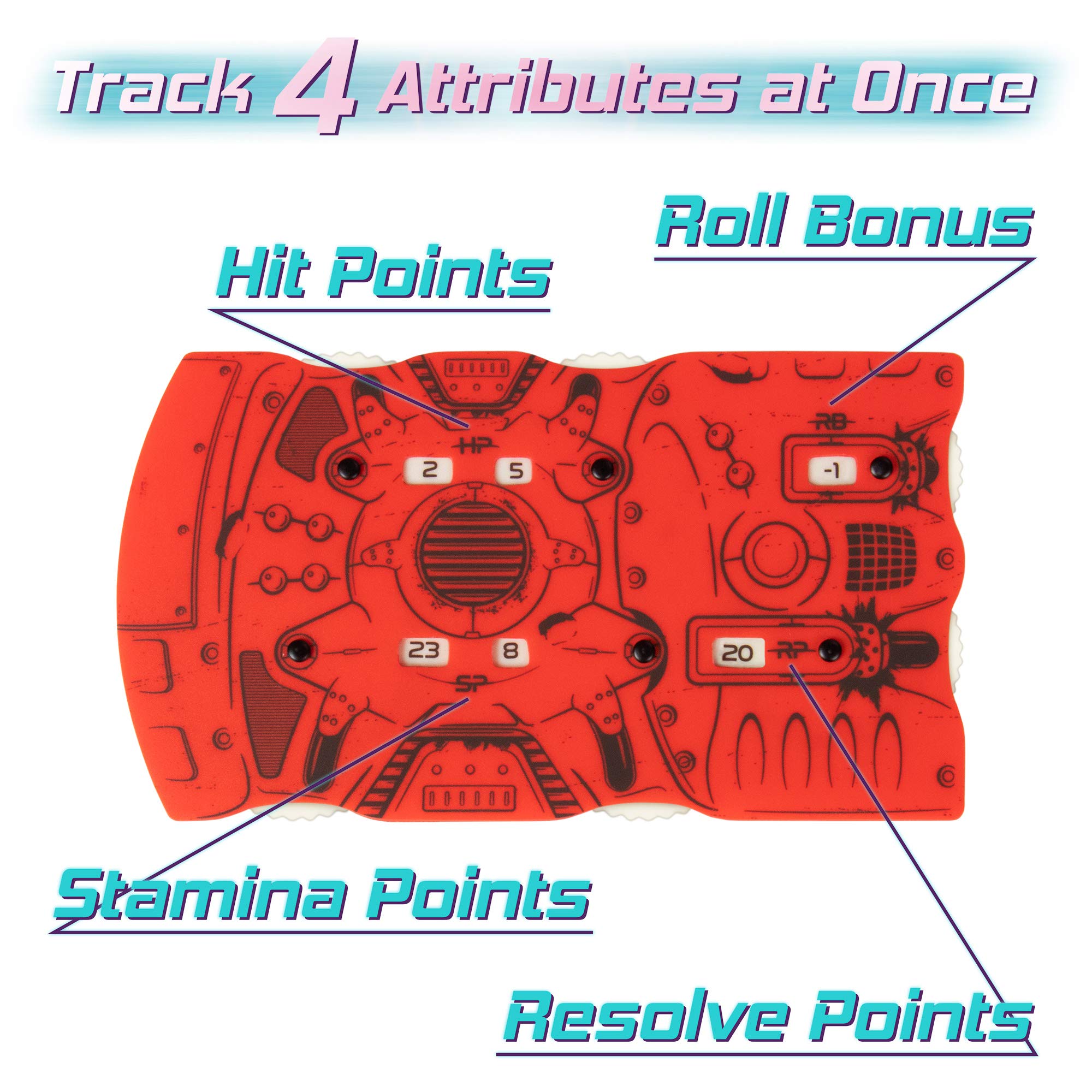 5-Pack Sci-Fi Pocket Health Trackers - Space Alien, Retro Tabletop RPG Role Playing Game Accessory - Character HP Tracker Compatible with Starfinder and Dungeons & Dragons