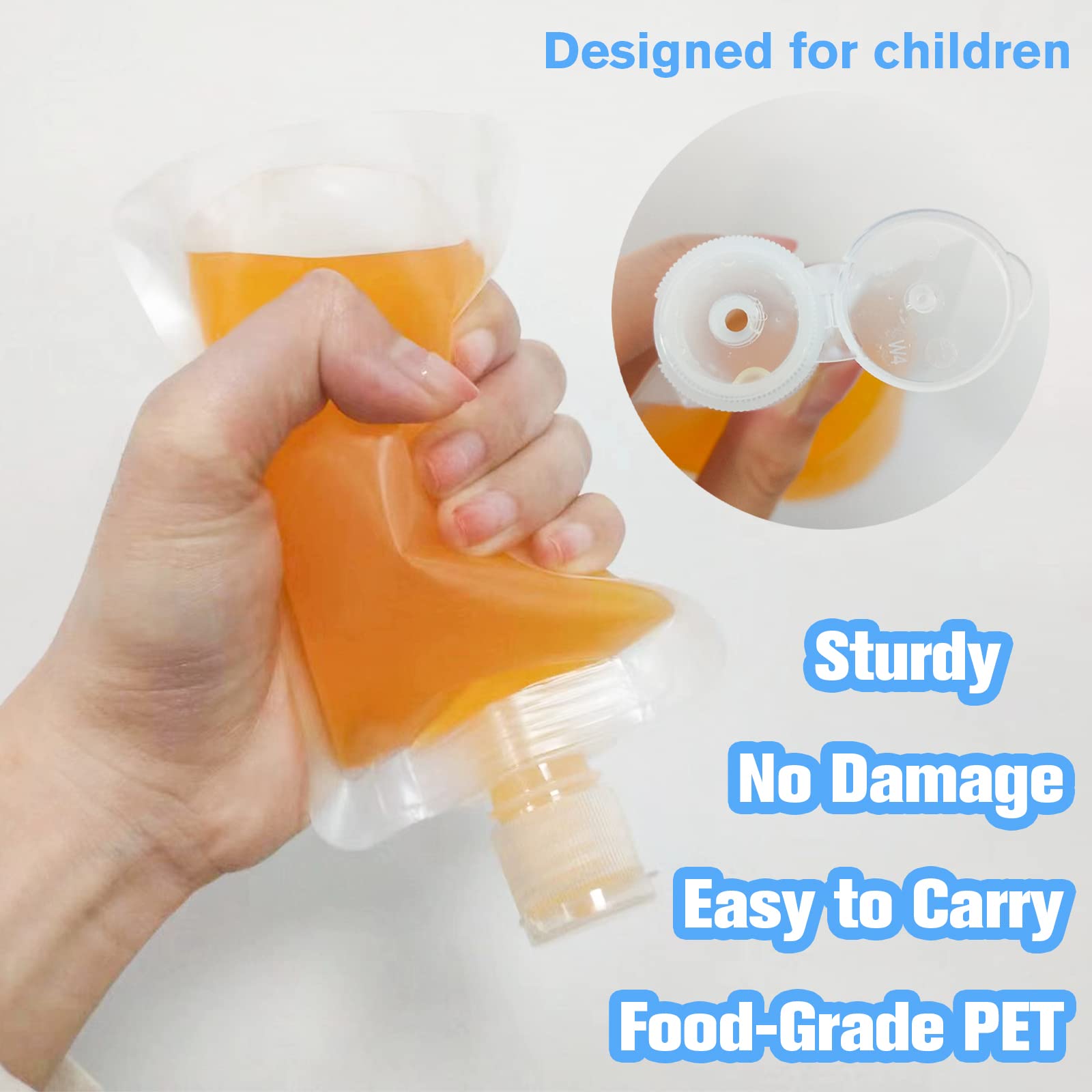 50PCS Disposable Drink Pouches, 100ml Clear Liquor Pouches for Adults Juice Pouches with Small Suction Nozzle for Children, Plastic Liquid Bags for Cold Drinks