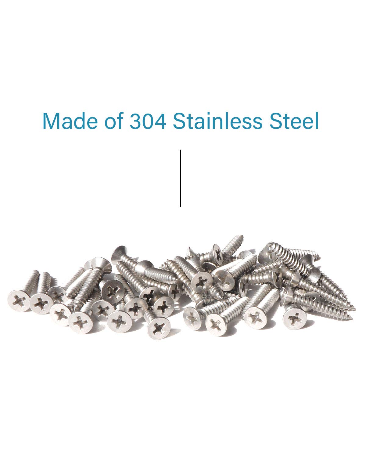 IMScrews 100pcs #8 x 1" (25mm) Stainless Flat Head Phillips Wood Screws 18-8 (304) Stainless Steel Countersunk Self Tapping Screws