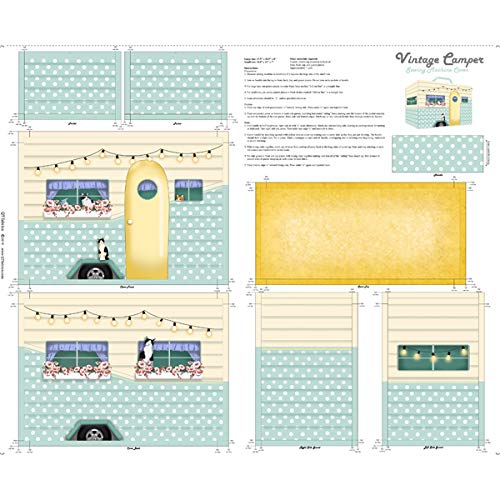 Sew and Go XI Vintage Camper Sewing Machine Cover Panel 36"x43" by Quilting Treasures 100% Quilting Cotton Fabric Sold by Yard