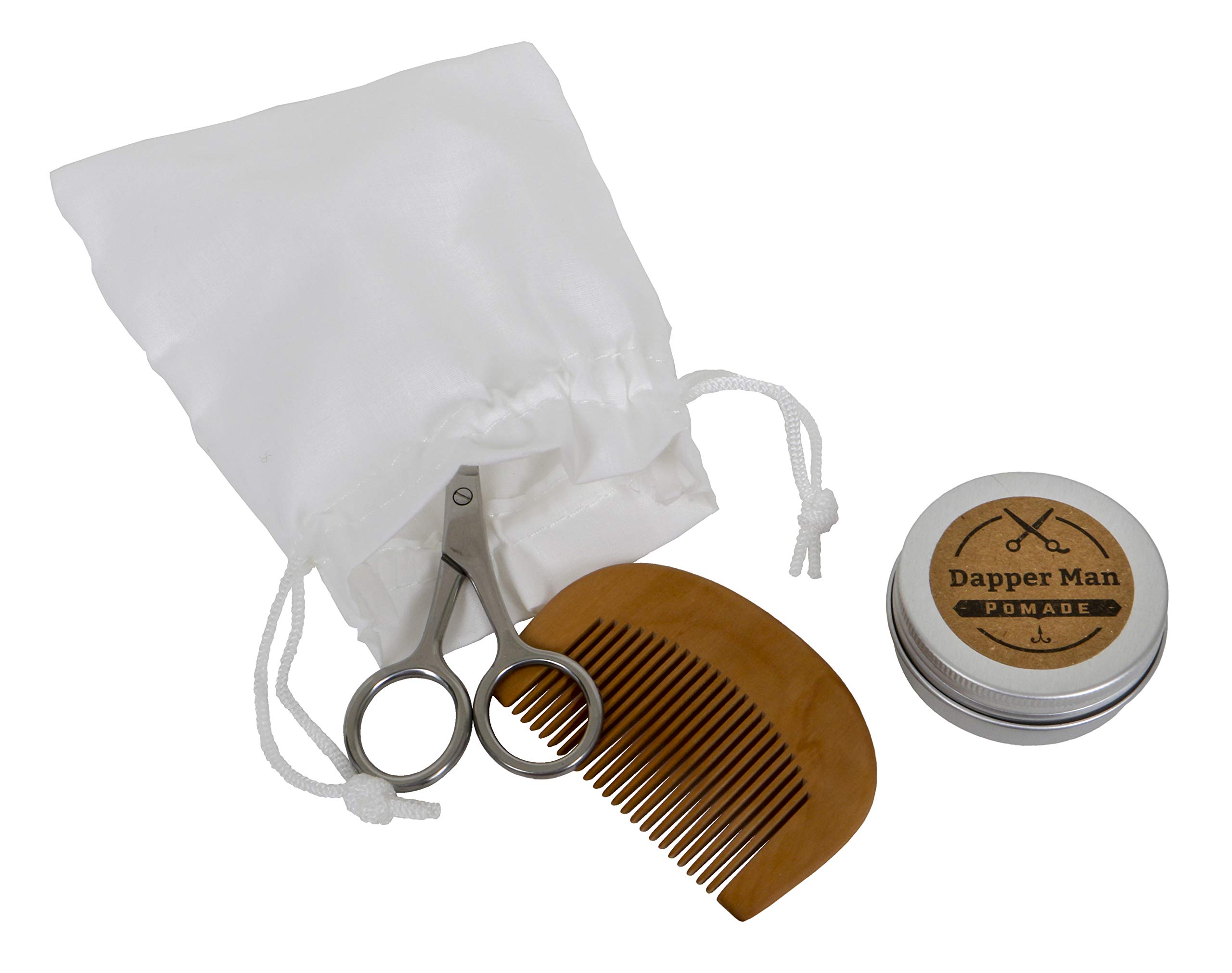 The Rustic Man For the Well Gent Beard Grooming Kit, Includes Trimming Scissors, Comb, Pomade, and Travel Bag, Cream