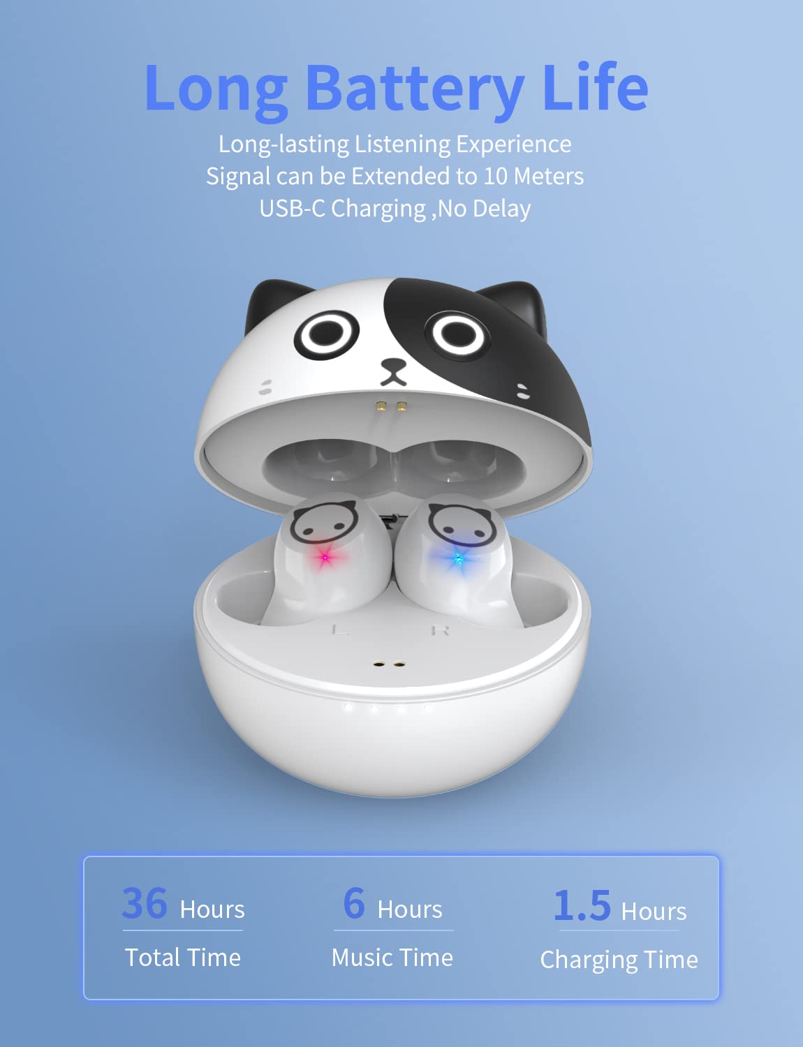 AMAFACE Wireless Earbuds, Wireless Earphones with Microphone, Cartoon Earset with Charging case 32H Playtime,Waterproof,HiFi Stereo in Ear Headphone for Kids Adult
