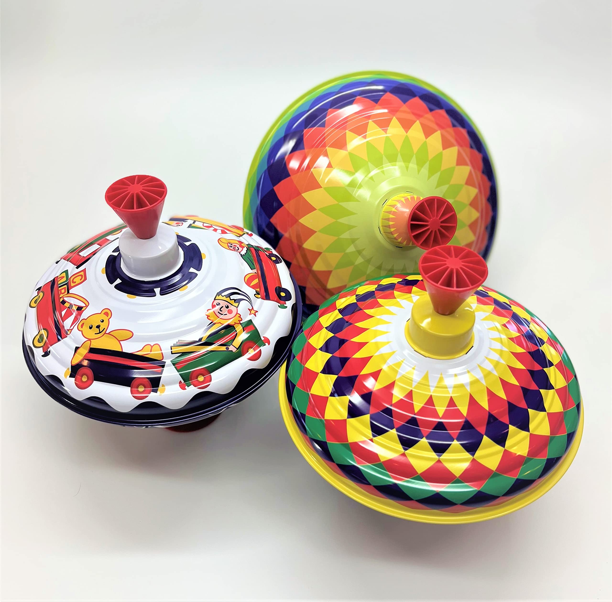 Classic Choral Multicolor Spinning Tin Top Toy from KsmToys The Funny Buzzing Multitaonal Hum Gets Louder As The Top Spins Faster, 9x9x9 Ages 18 m+