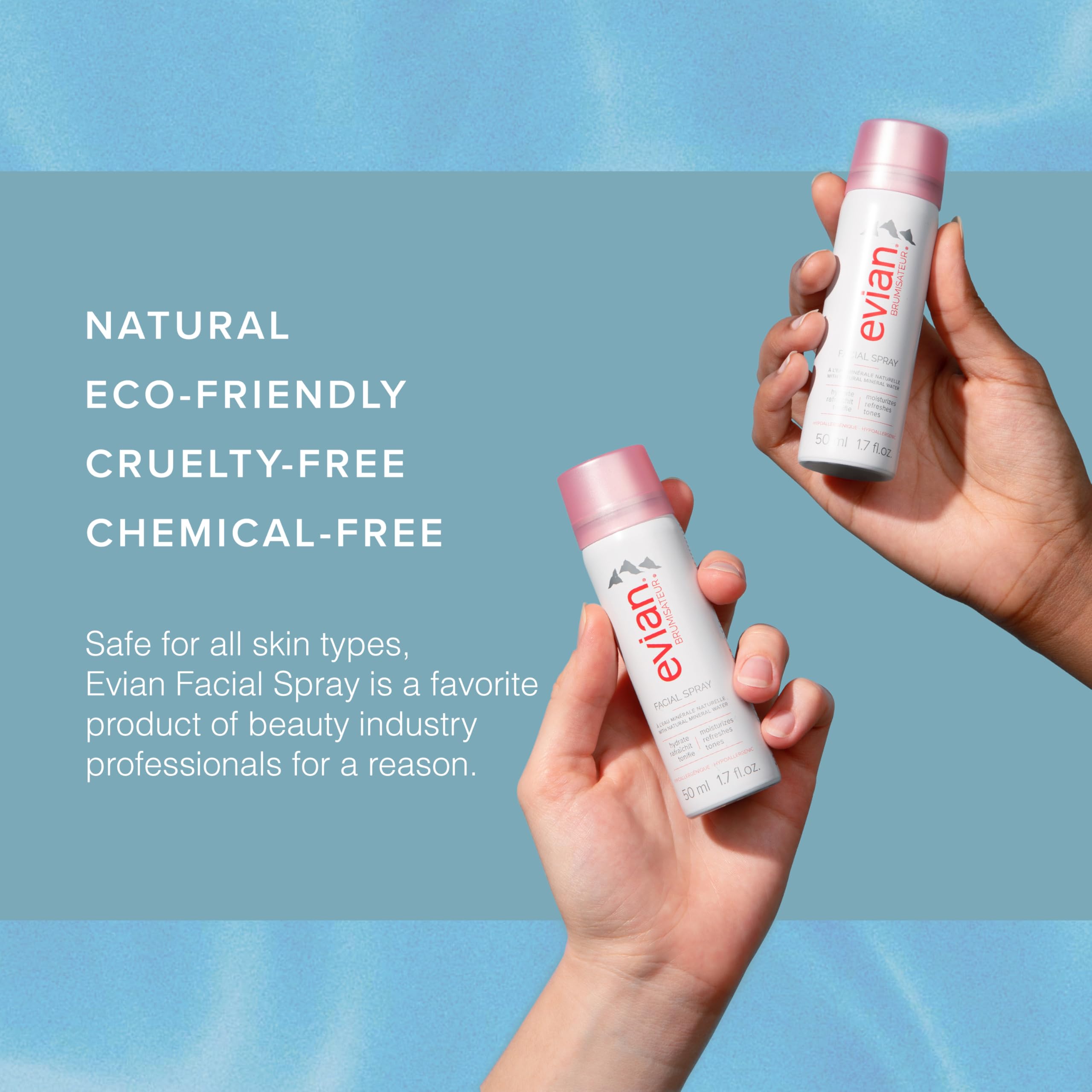 EVIAN FACIAL SPRAY Natural Mineral Water Facial Spray Trio, Travel Size, 1.7 Ounce (3 pack)