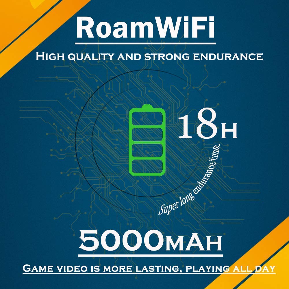 RoamWiFi 4G LTE Portable WiFi Mobile Hotspot -10GB US Local Data and 1GB Global Data 30 Days, 10 Connected Devices, Covers 170 Countries, no Contract or SIM Card Required, Travel, Home, Gaming
