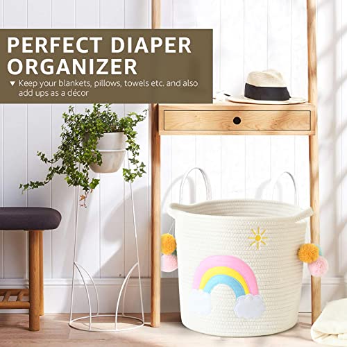 INough Woven Storage Baskets for Kids, Cotton Rope Toy Baskets with Handles Large Rainbow Storage Bins Dog Toys Organizer Solution for Office, Bedroom, Closet, Laundry (Rainbow)