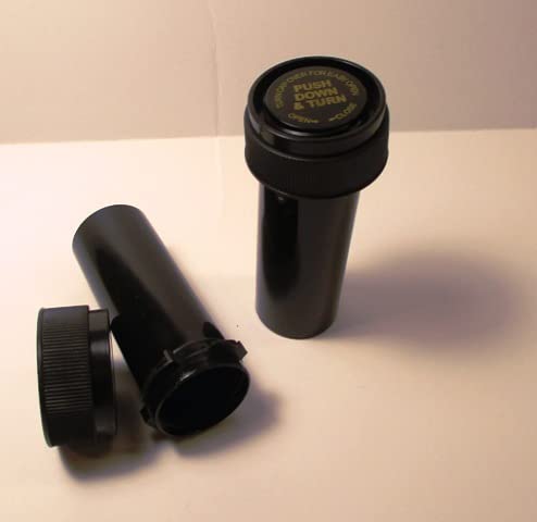 Plastic Solid Black Opaque Cannabis Prescription Vials/Bottles 25 Pack w/Caps 8 Dram Size-Pharmaceutical Grade-Same Sold to Professional Pharmacies, Doctors, Labs, Dispensaries
