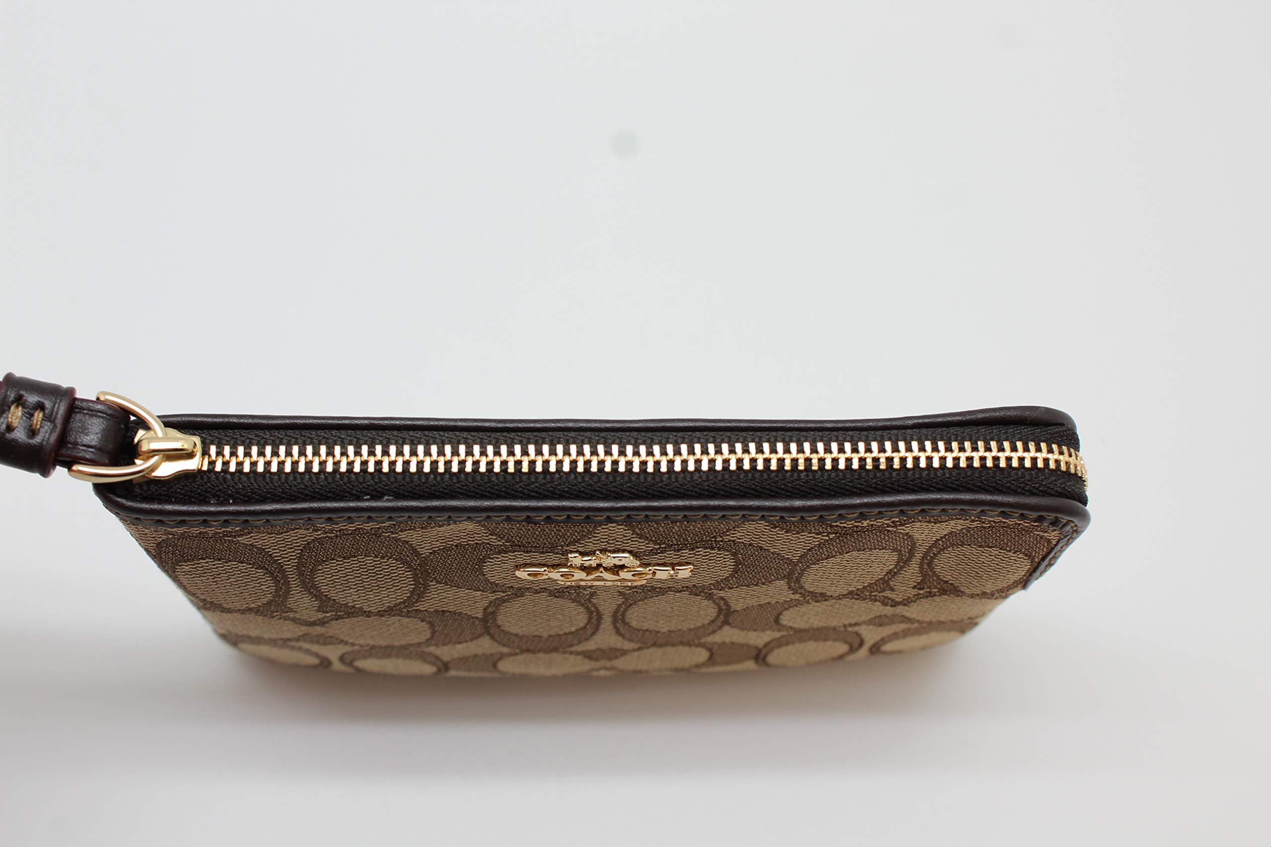 Coach F58033 Signature Corner Zip Wristlet Khaki/Brown