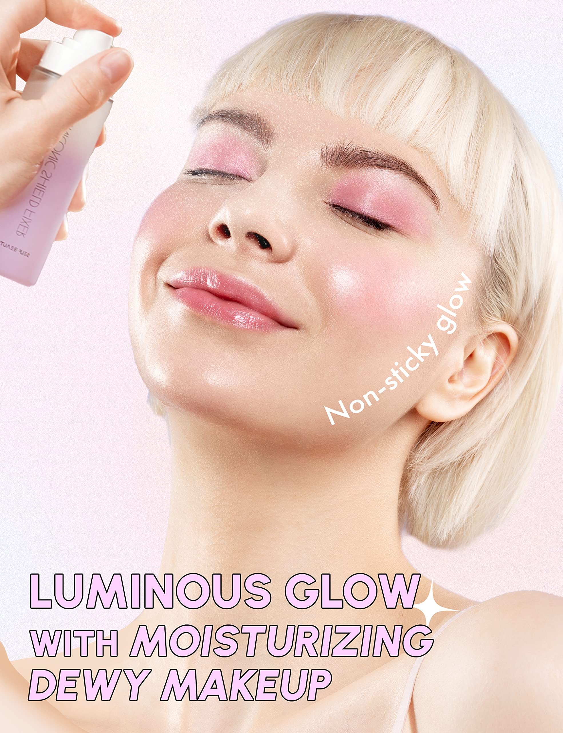 SELF BEAUTY Glow Makeup Setting Spray | Hydrating + Illuminating Makeup Setting Spray | Dewy Finish | Long-Lasting Makeup Fixing | Microfine Mist Spray | 3.38fl.oz, 100ml