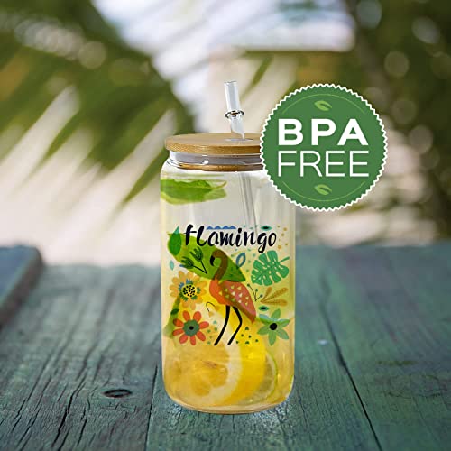 AGH 12 Pack 16oz Clear Sublimation Glass Blanks with Bamboo Lid, Sublimation Glass Cups Transparent Can Shaped Beer Cup with Lid and Straw, Straight Sublimation Tumblers for Iced Coffee Milk Juice