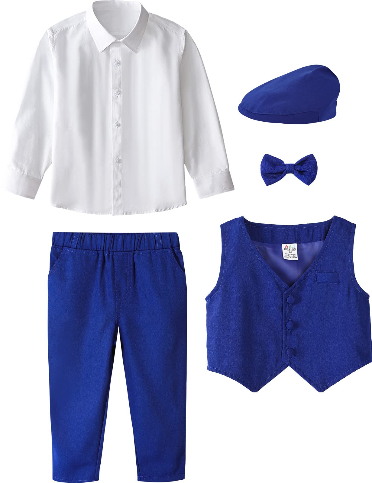 A&J DESIGN Baby Boy Gentleman Outfit Toddler Formal Wedding Dress Suits 18-24 Months Royal Blue