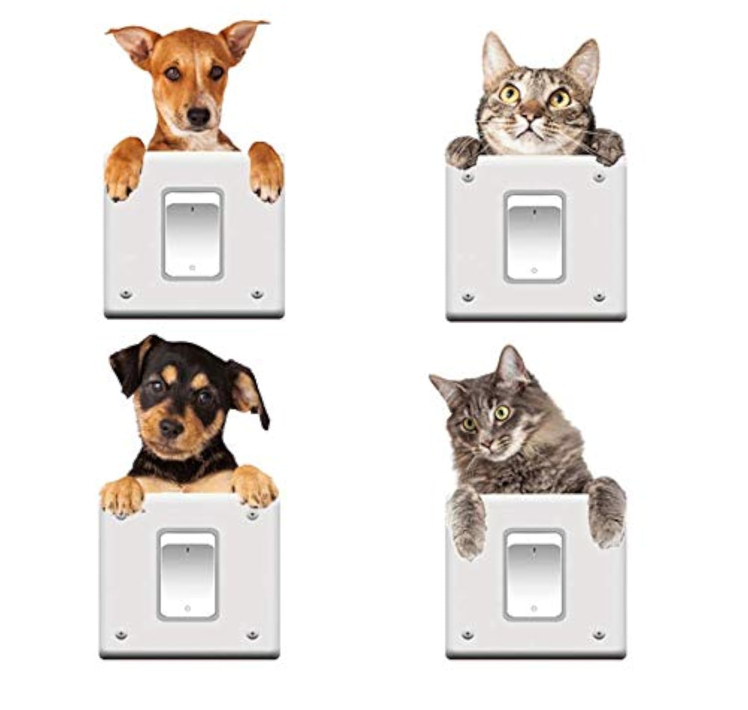 Removable Switch Sticker, 8 Cats and Dogs Lovely Wall Sticker, Light Switch Decor Decals, Family DIY Decor Art Stickers Home Decor Wall Art for Kids Bedroom Office Decoration(4 Styles)