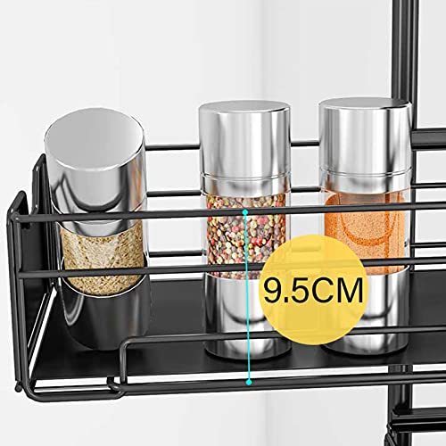 LOYALHEARTDY 4-Tier Carbon Steel Slim Rolling Cart 9.4Inch Width Kitchen Storage Organizer Mobile Shelving Unit Storage Carts with Lockable Wheels Slide Out Storage Tower Rack
