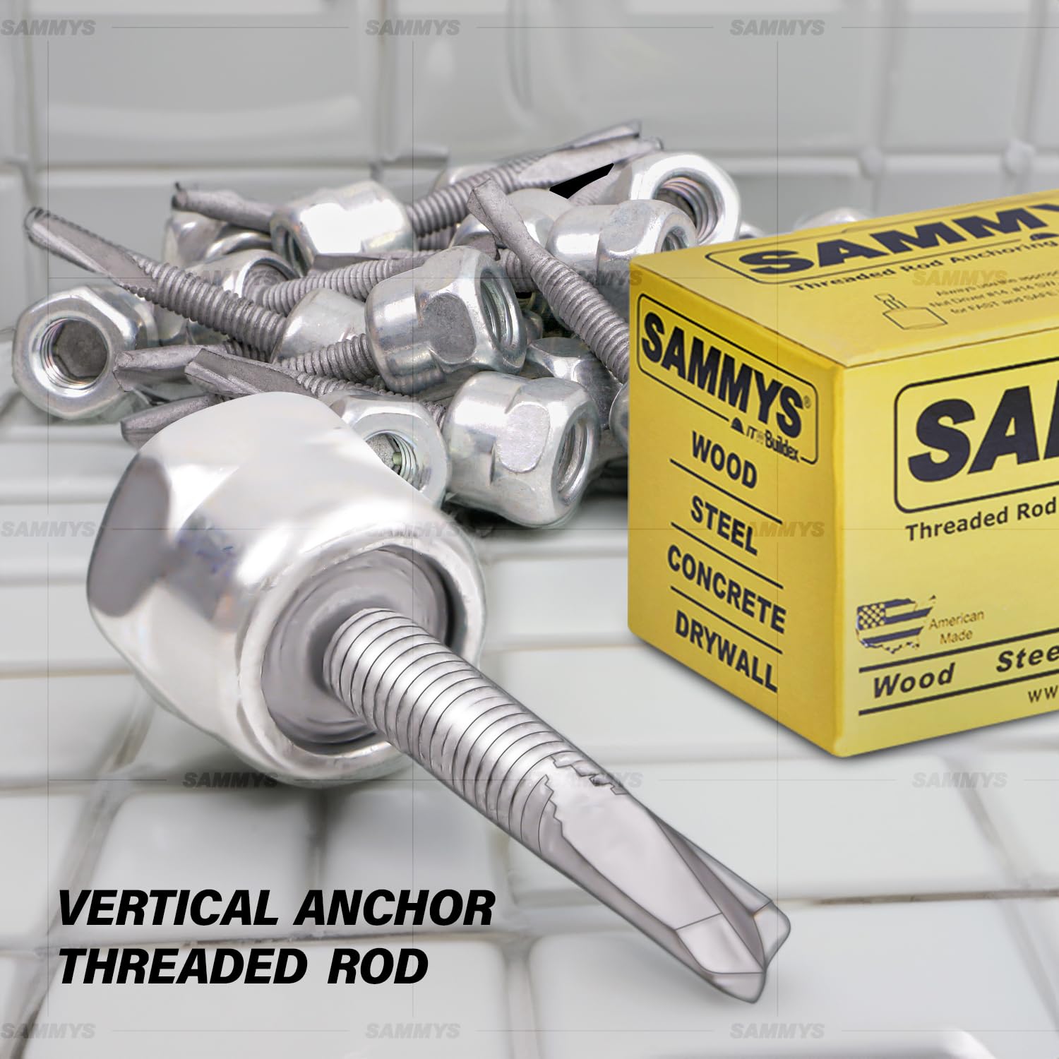 Everflow 8037957-25 DSTR 1-1/2 3/8" Vertical Threaded Rod Anchor Designed Structure, Steel, Electro-Zinc, 12-24 x 1-1/2" Screw Length (25 Pack), Pack of 25, 25 Piece