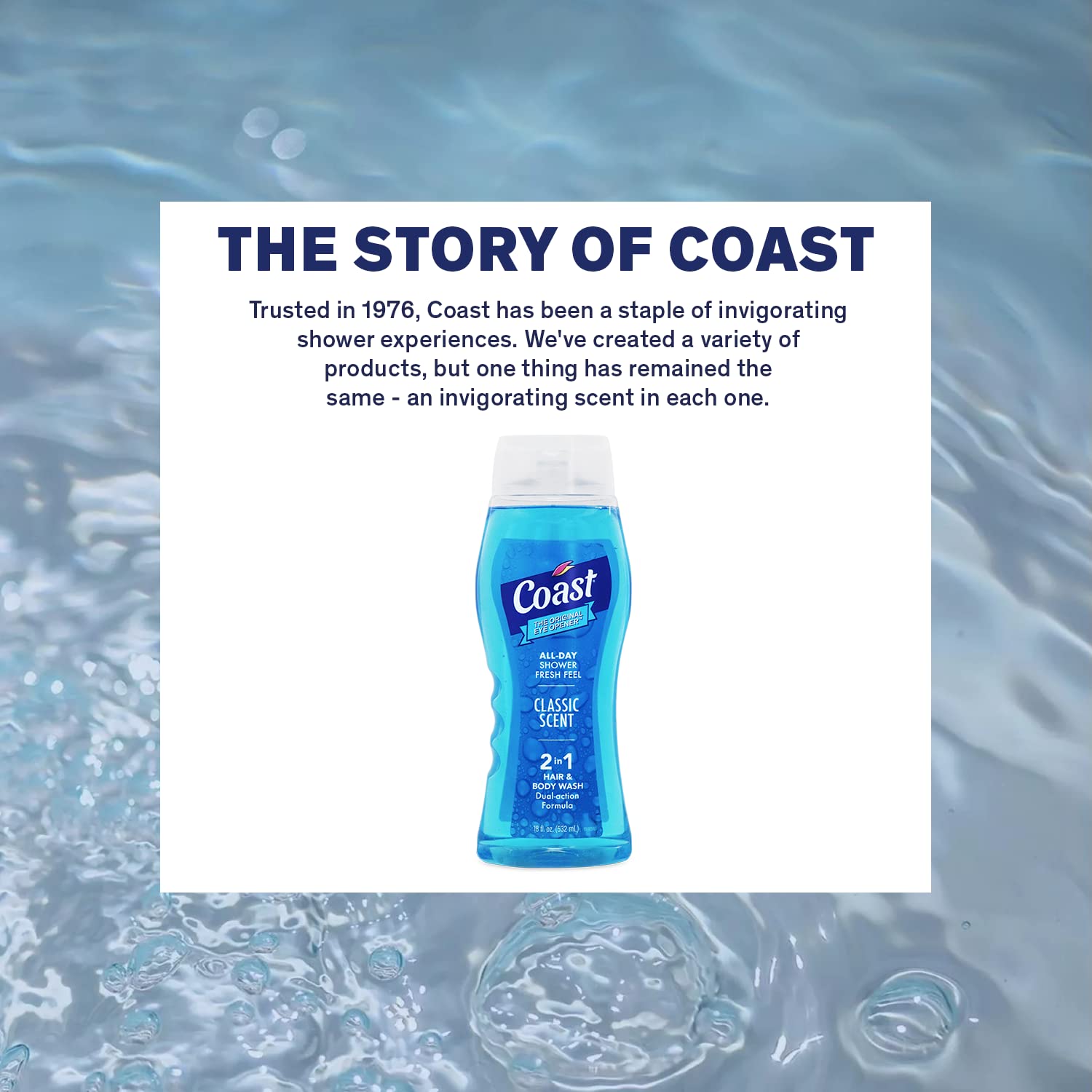 Coast Hair and Body Wash, Classic Scent, 18 Fl Oz Bottle