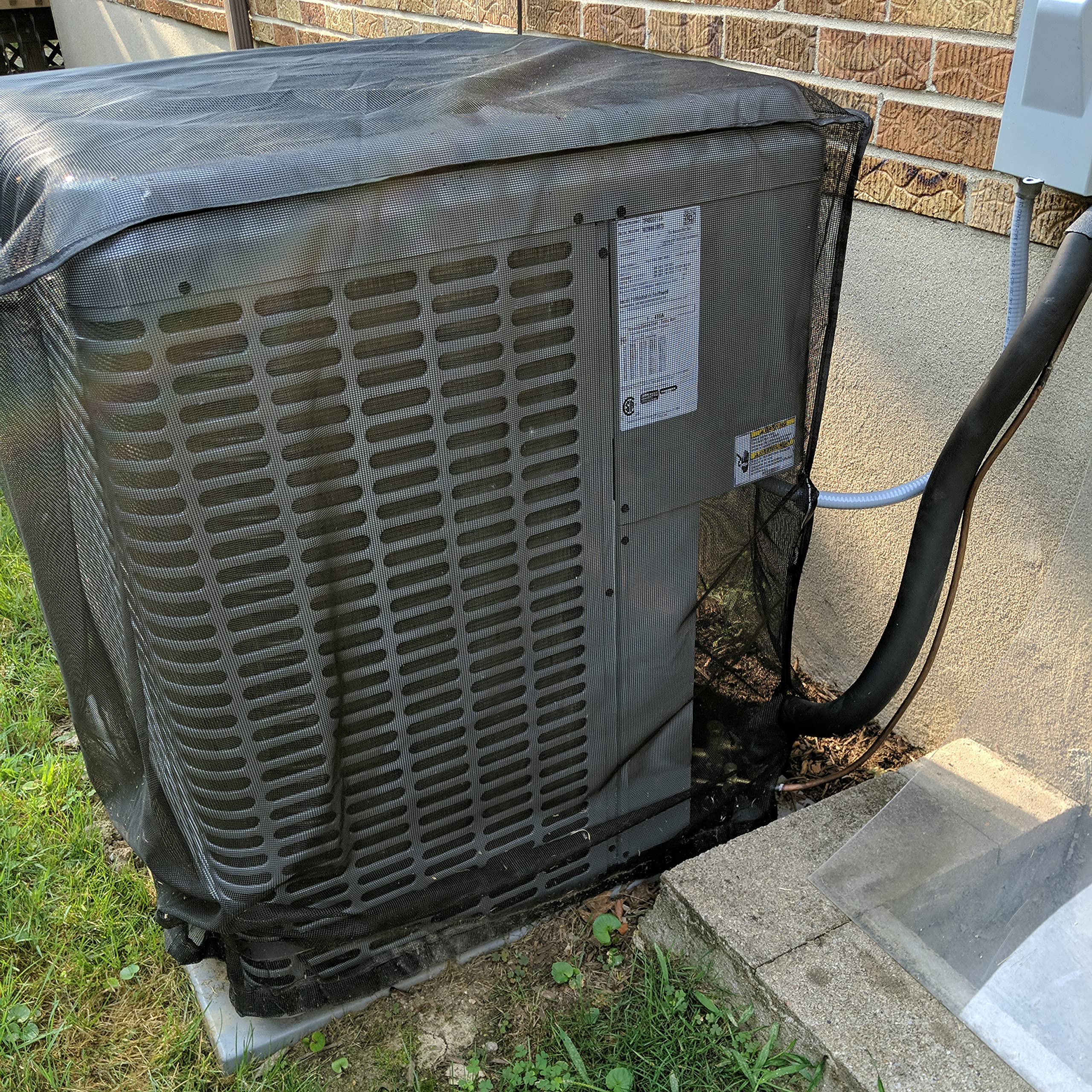 CoastaCloud Air Conditioner Covers for Outside Units, Full Mesh Central Air Conditioner Cover, All Seasons AC Leaf Guard Cover for Outdoor, 31.5" x 31.5" x 35.4" / 80 x 80 x 90cm, Black