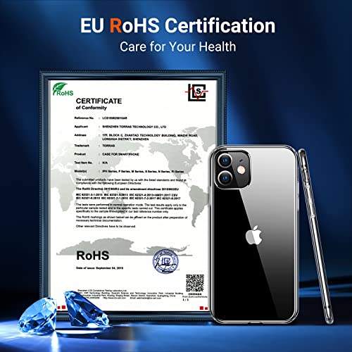 TORRAS 𝟐𝟎𝟐𝟐 𝑼𝒑𝒈𝒓𝒂𝒅𝒆𝒅 Diamond Clear iPhone 11 Case, [Non-Yellowing] [8FT Military Drop Protective] Shockproof Hard PC Back + Soft Silicone Bumper, Ultra Slim iPhone 11 Phone Case, Clear