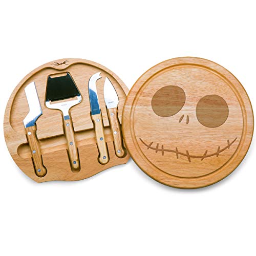 TOSCANA - a Picnic Time brand Disney Classics Nightmare Before Christmas Circo Board & Knife Cheese Board and Knife Set, 10.2 inches Diameter, Jack - Parawood