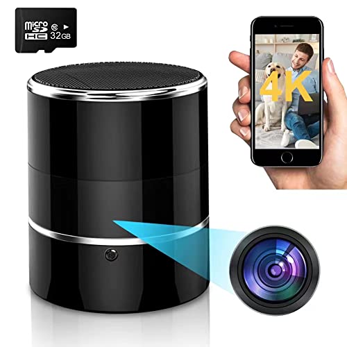 Aipmoz Hidden Camera with 32G SD Card, Spy Camera in Bluetooth Speaker,240°Viewing Angle,Motion Activated,Nanny Cams Wireless with Cell Phone App, camaras espias ocultas 4K for Home Security(2.4/5Ghz)