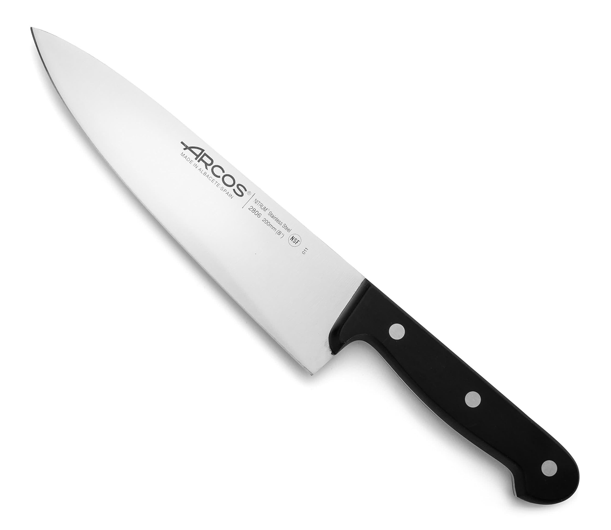 ARCOS Knife Set 2 pieces - Nitrum Stainless Steel and mm blade. 363 gr. Professional Kitchen Knife for Cooking. Ergonomic Polyoxymethylene POM Handle. Series Universal. Color Black