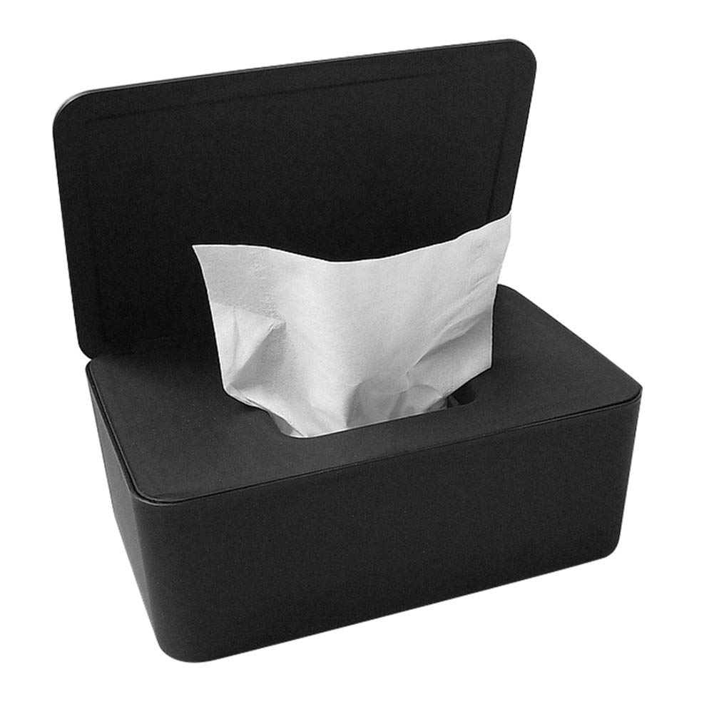 ADEALINK Wipe Dispenser, Baby Wipe Case Dustproof Tissue Storage Box Case Wet Wipe Dispenser Holder with Lid for Home Office Desk Black