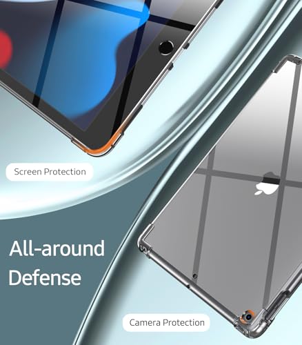 TiMOVO Case for New iPad 9th Generation 2021/8th Gen 2020/7th Gen 2019, Shockproof Impact Resistant Flexible Transparent Clear TPU Protective Shell Fit iPad 10.2-inch - Clear