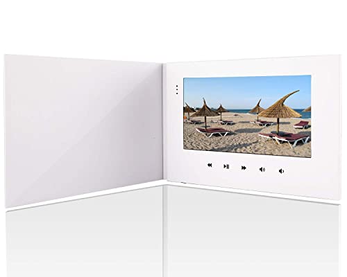 LuguLake 7" Video Greeting Card,Video Brochure for Father's Day Mother's Day, Christmas, Anniversary, Marketing Include 4G Memory and Rechargeable Battery LCD Screen Digital Brochures