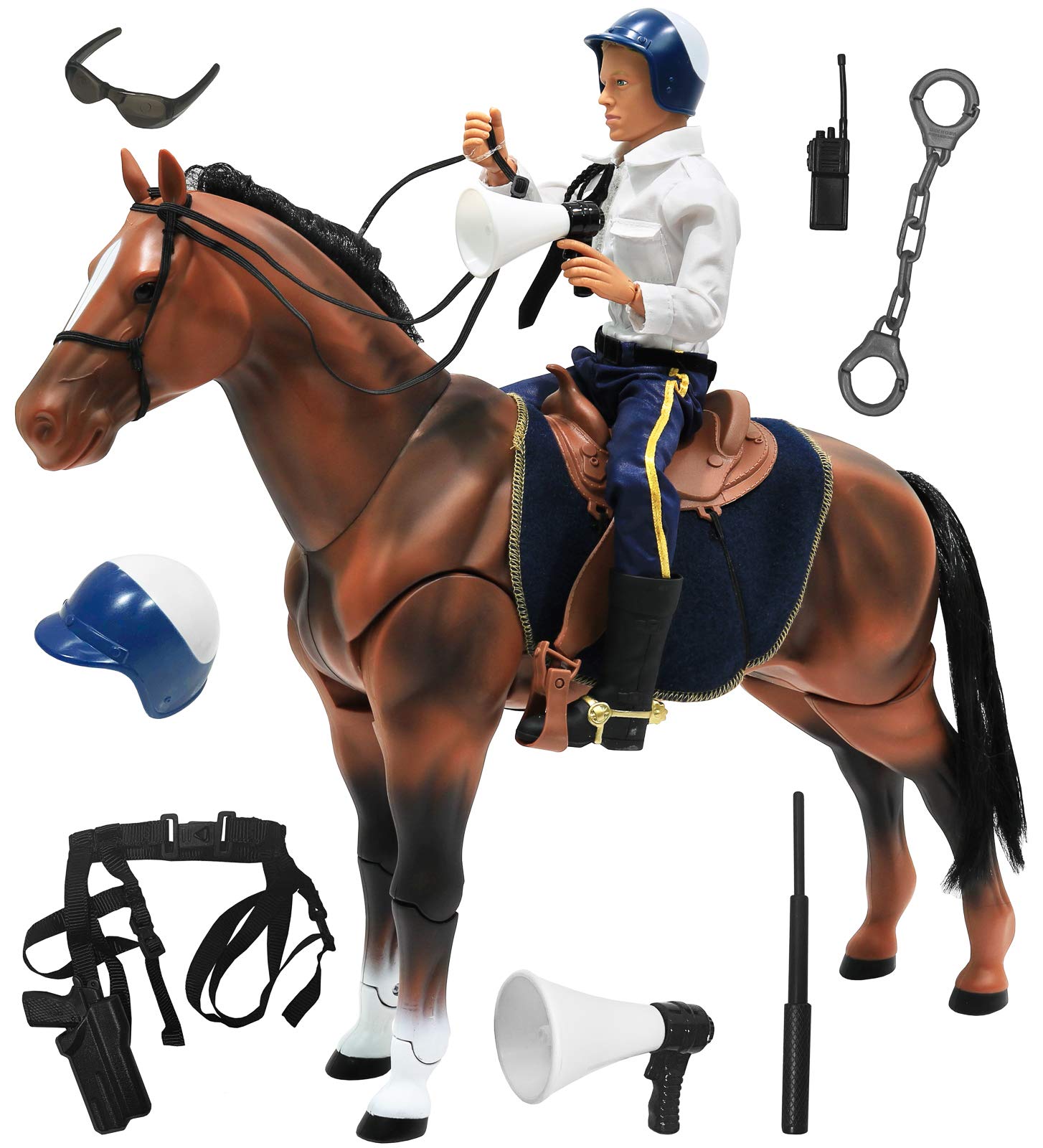 Click N' Play Police on Horse 12" Action Figure Play Set with Accessories
