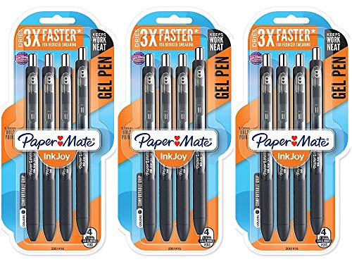 Paper Mate InkJoy Gel Pens, Bold Point (1.0mm), Black, 12-Count