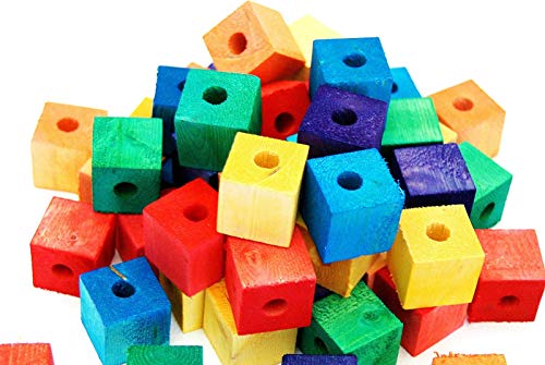 Parrot toys Colored Wooden Wood 48 Pcs. Blocks Parts for Bird Amazon African Grey Macaw