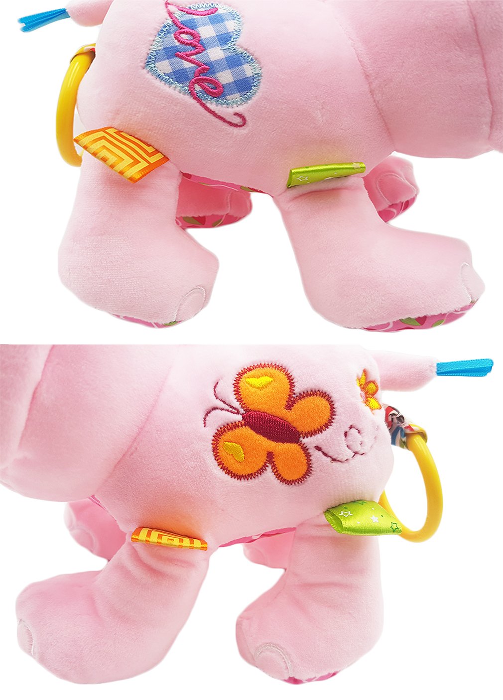 Zocita Baby Musical Elephant Stuffed Animal Toy, Bedtime Stroller Crib Plush Doll for Infant Toddler Kids(Pink)
