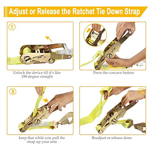 Partsam 9.5FT Axle Tie Down Strap Ratchet w/Snap Hook - 2 Pcs/Set 10000 lbs Break Strength - 3300 lbs Safe Working Load, Use to Haul Any Car Truck ATV UTV SUV etc.