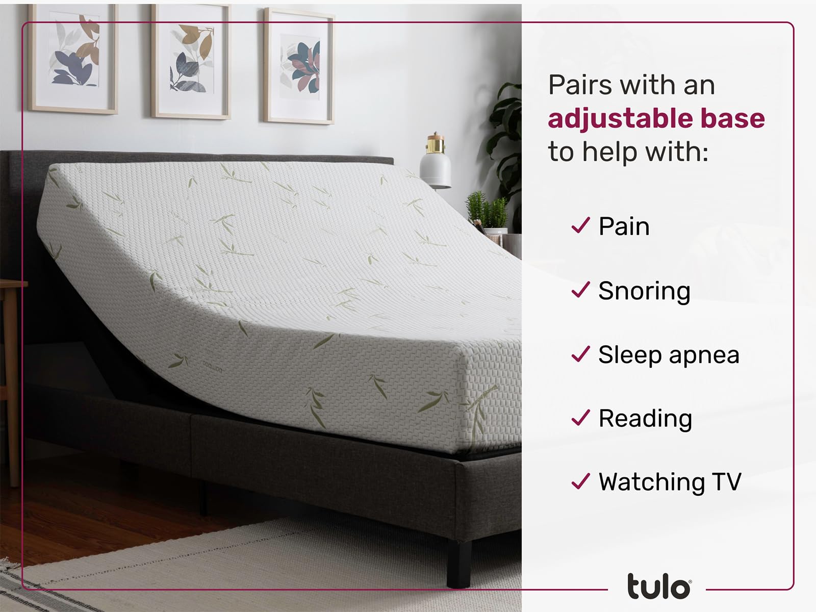 Tulo 10" Medium-Plush Memory Foam Bamboo Pressure Relief Mattress in a Box | Full Size