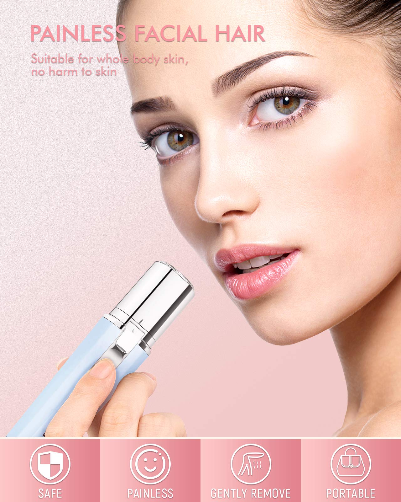 SUPRENT Nose and Ear Hair Trimmer, Wet & Dry Trimmer for Women, IPX7 Waterproof Design, Stainless Steel Rotation Blade, Portable Use